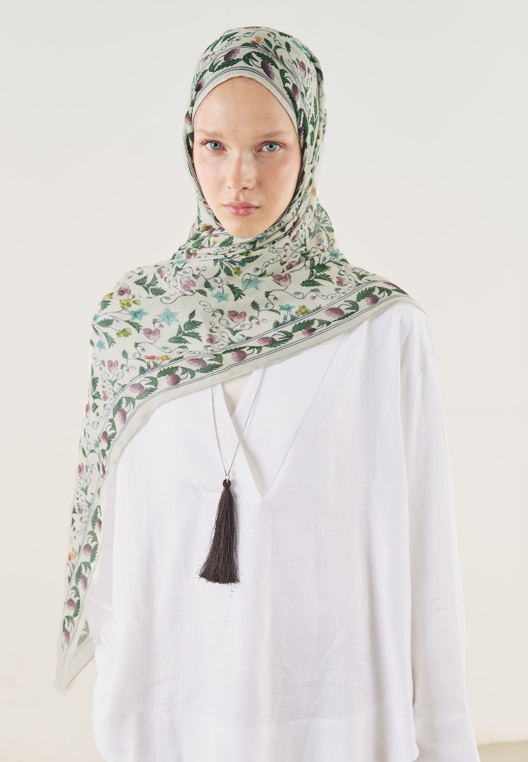 PURE ROSALİA DESEN SOFT VİSKON ŞAL TURKUAZ Online Satın Al! | Fresh Scarfs