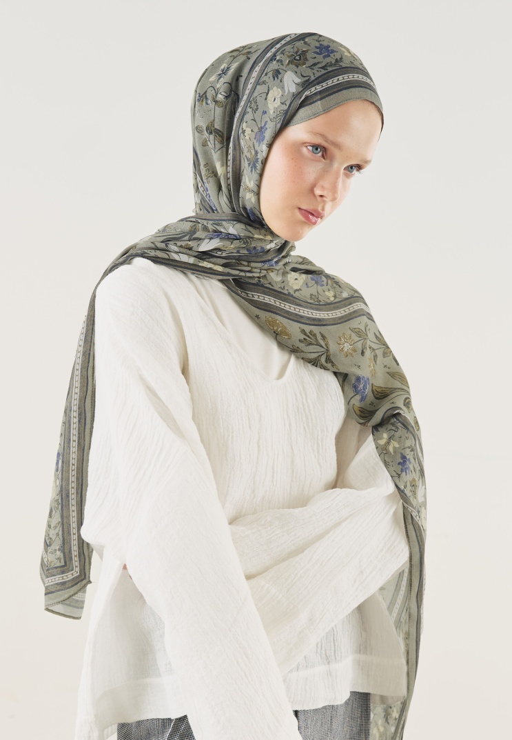 FLORA ECHO DESEN SOFT VİSKON ŞAL GÜMÜŞ Online Satın Al! | Fresh Scarfs